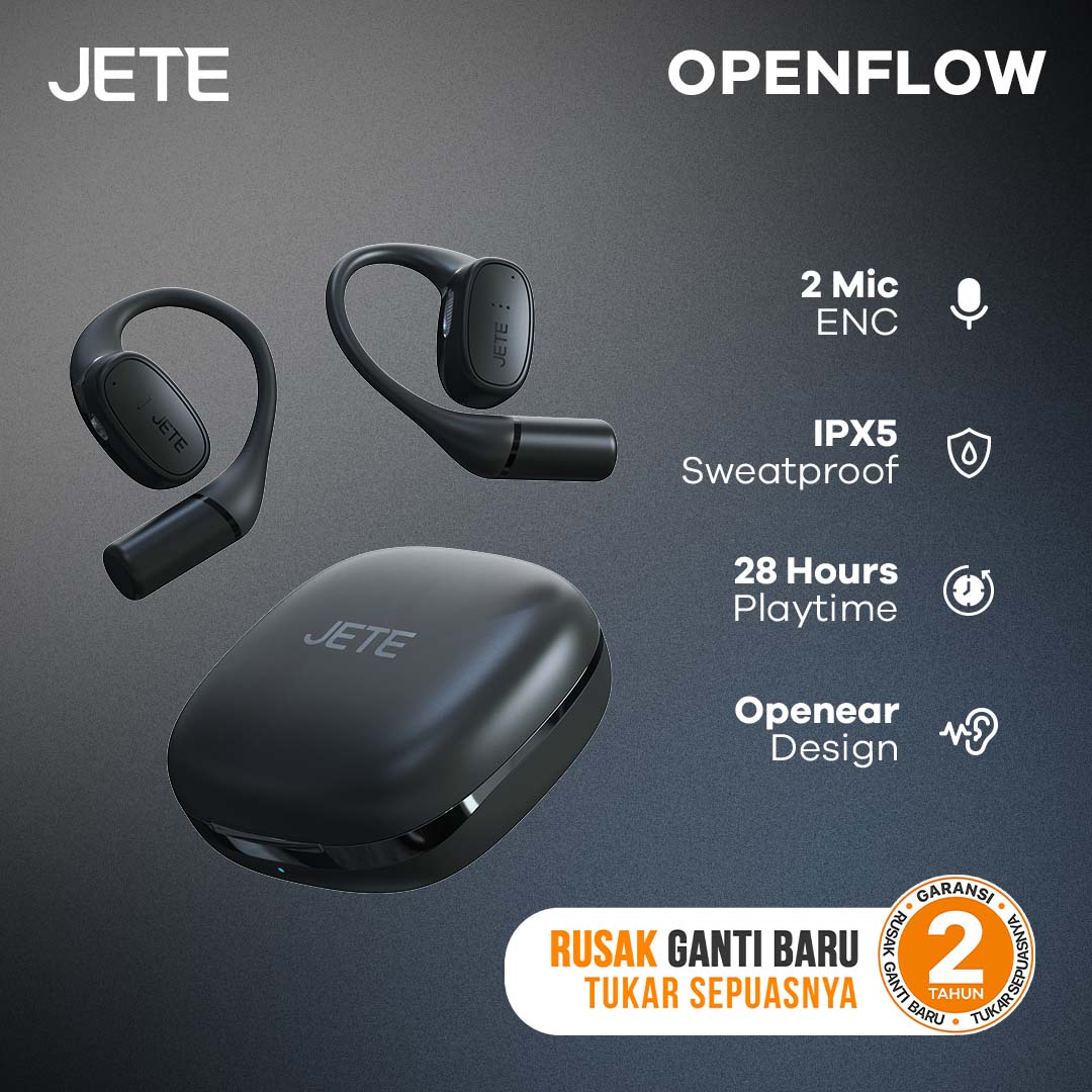 OWS Open Ear JETE Open Flow ENC 2 Mic IPX 5 | Doran.id
